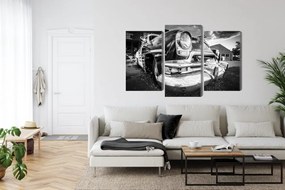Vícedílný obraz Černobílé Americké Retro Auto Nedostatek Nedostatek Plátno Canvas 120x80