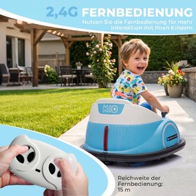 AIYAPLAY Autodráha, 360° rotace, rychlost 2 km/h, bezpečnostní pás, LED světla, hudba a klakson, modrá