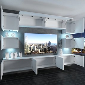 Obývací stěna Belini Premium Full Version bílý lesk / dub wotan + LED osvětlení Nexum 46