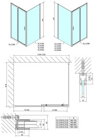 Polysan EASY LINE obdélníkový sprchový kout 1200x1000mm L/P varianta, brick sklo EL1238EL3438