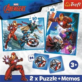 Trefl - Puzzle - Sada 3v1 Avengers: Hrdinové v akci (2x puzzle + pexes