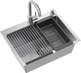 Kuchyňský nerezový dřez QUADRON LUKE 110 s baterií a příslušenstvím 58x45x20 cm