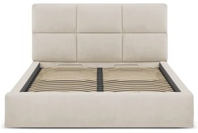 Béžová čalouněná dvoulůžková postel s úložným prostorem s roštem 200x200 cm Libera – Windsor &amp; Co Sofas