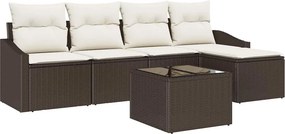 Set pohovek 6 ks Hnědá a krémová polyratan 3355357