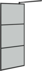 Zástěna do průchozí sprchy s policí černá 80x195 cm ESG/hliník 3185454