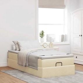 Osmanský rám postele s matrací krémově 90x200cm textil 3311083