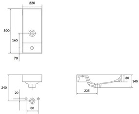 Cersanit Larga, skříňkové umyvadlo 50x22 cm, bílá, K677-005