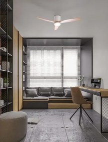 LED bílo-dřevěné designové stropní svítidlo Aloa s dálkovým ovládáním