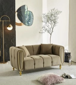 Dvoumístná pohovka Alma 155 cm taupe/zlatá
