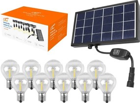 Solární řetěz HQ LTC LXLL106 girlanda 7,6 m, E17, 10x G40, 2700K, 3000mAh