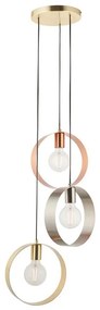 Endon 81922 - Lustr na lanku HOOP 3xE27/40W/230V zlatá/měděná/matný chrom 81922
