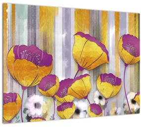 Skleněný obraz - Ilustrace květin (70x50 cm)
