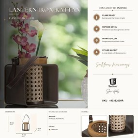 Lucerna Rattan 20 cm hnědá