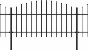 Zahradní plot s kopím nahoře ocelový 337 x 125 cm černý 277722