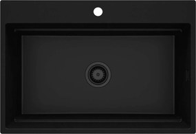 Deante Magnetic, 1-komorový granitový dřez 760x520x220mm, černá matná, DEA-ZRM_N10B