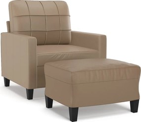 Křeslo s podnožkou cappuccino 60 cm umělá kůže 3201013