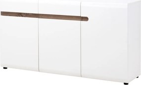 Komoda, bílá extra vysoký lesk HG/dub sonoma truflový, LYNATET 40
