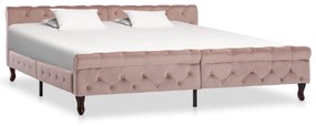 vidaXL Rám postele růžový samet 200 x 200 cm