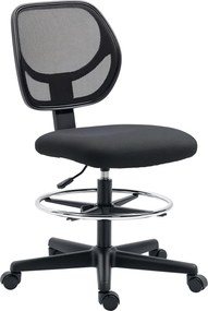 Kancelářská stojací židle Vinsetto, výškově nastavitelná ergonomická kancelářská židle, otočná židle s nastavitelnou opěrkou nohou, černá pro pohodln…