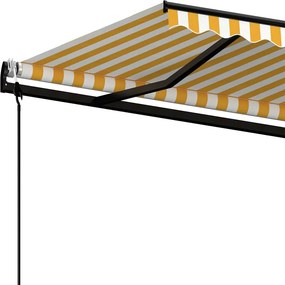 Automatická zatahovací markýza 450 x 350 cm žlutobílá 3069208