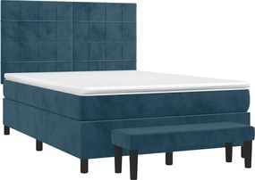 Box spring postel s matrací tmavě modrá 140x190 cm samet 3137843