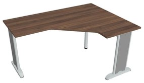 Stůl ergo lomený levý 160×120 cm - Hobis Flex FEV 60 L Dekor stolové desky: ořech, Barva nohou: Stříbrná