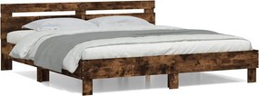 Rám postele s čelem kouřový dub 180 x 200 cm kompozitní dřevo 3207403
