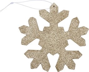 Vánoční ozdoba vločka I, pr. 15 cm, zlatá, překližka, venkovní