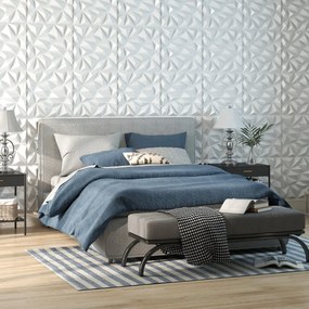 Costway 40 kus 3 D nástěnné panely diamant obložení stěn nástěnná dekorace bílá