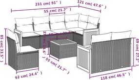 9dílná zahradní sedací souprava s poduškami černá polyratan 3260250