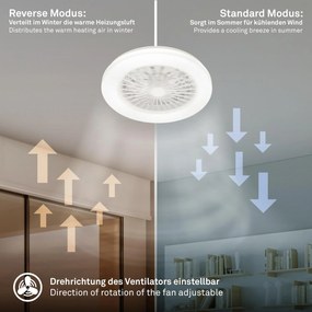 BRILO 3800016 LED stropní svítidlo s ventilátorem, 5 rychlostí, dálkový ovladač, CCT, bílé - BRILO