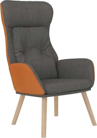 Relaxační křeslo s podnožkou tmavě šedá umělá kůže a textil 3097762