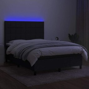 Box spring postel s matrací a LED černá 140x200 cm textil 3134879
