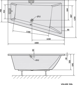 Polysan Triangl R 180 x 120 cm vana asymetrická akrylátová pravá 20611