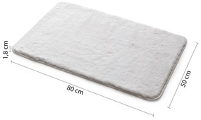 Gedy, FUZZY koupelnová předložka, 50x80 cm, 100% polyester, protiskluz, bílá, 96FY508002