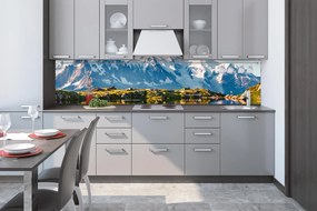DIMEX | Fototapeta do kuchyně Jezero Lac Blanc KI-260-205 | 260 x 60 cm | modrá, bílá, zelená