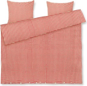 Červené/žluté krepové povlečení na dvoulůžko/prodloužené 200x220 cm Bæk&Bølge – JUNA