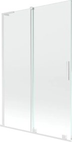 Mexen Velar L, 2-křídlová posuvná vanová zástěna 120 x 150 cm, 8mm čiré sklo, bílý profil, 896-120-003-01-20