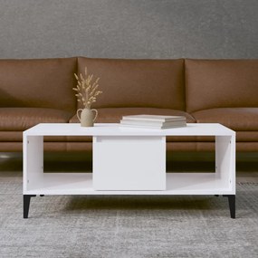 vidaXL Konferenční stolek bílý s leskem 90x50x36,5 cm kompozitní dřevo