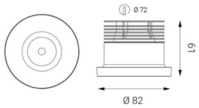 Led2 Zápustné LED svítidlo  SPOT A ø 8,2 cm, hl. 6,1 cm Barva: Bílá, Stmívání, řízení: DALI/PUSH, Chromatičnost: 4000K