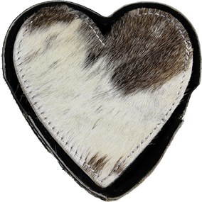 Sada 4ks kožených podtácků ve tvaru srdce Heart black - 13*13*3 cm
