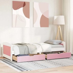Válenda se 2 zásuvkami bez matrace bílá a růžová IRUN 90x200 cm 3314679
