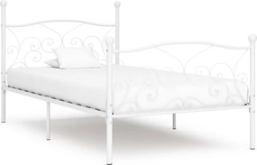 Rám postele s laťkovým roštem bílý kov 100 x 200 cm 284448