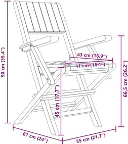 Skládací židle 6 ks 55x61x90 cm masivní teak 3155062