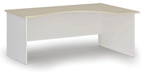 Ergonomický kancelářský psací stůl PRIMO WHITE, 180x120 cm, pravý, bílá/bříza