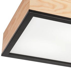 Stropní svítidlo NATURAL SQUARE 2xE27/15W/230V 31x31 cm borovice/černá
