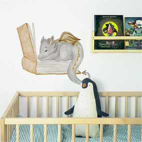 Gario Dětská nálepka na zeď The world of dragons - spící drak a kniha Rozměry: 100 x 86 cm