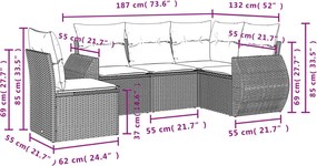 5dílná zahradní sedací souprava s poduškami béžová polyratan 3253705