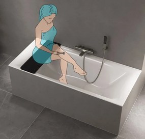 Polysan Sapho, UNIVERSAL sedák na vanu, 75x25 cm, černý