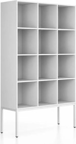 Regál FRAME, s bílou podnoží, 1299 x 450 x 2185 mm, bílá